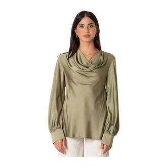 D.exterior Chemise Fluide en Satin - Femme - Blouses et Chemises - Vert - Taille: 44 FR