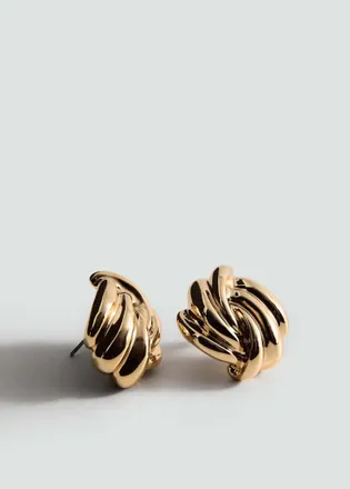 Mango Boucles doreilles naud entrelac&eacute; or - Femme - Taille unique - MANGO