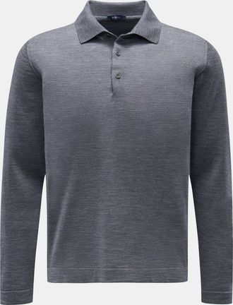 04651/ Herren - Merino Strickpolo dunkelgrau