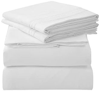 Royale Linens 4-teiliges California-King-Bettw&auml;sche-Set - geb&uuml;rstete Mikrofaser 1800 - 1 Spannbetttuch, 1 Bettlaken, 2 Kissenbez&uuml;ge - Knitter- und lichtbest&auml;ndig, C