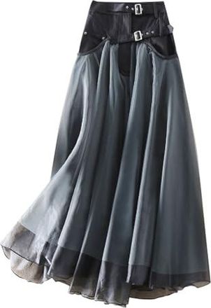 Generic Corset jupe mi-longue pour femme - Taille haute avec ceinture - Jupe de mariage, gris, XL