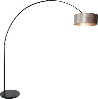 Steinhauer Steinhauer - Sienna Sparkled Light Lampadaire Arc Noir Mat, Velours Taupe