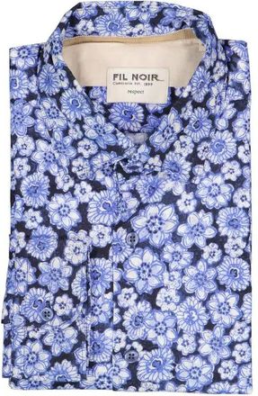 Fil Noir Herren Hemd blau gemustert