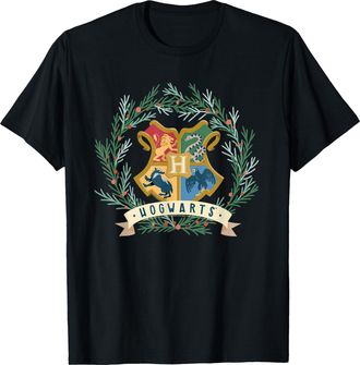 Harry Potter Hogwarts Shield Christmas Wreath T-Shirt