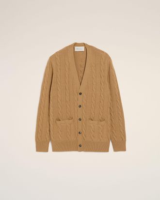 Ami Cardigan Torsad&eacute; Marron En Laine Et Coton Camel - XL - Homme