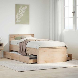 vidaXL Vidaxl - Cadre de lit sans matelas avec t&ecirc;te de lit 90x190 cm pin massif