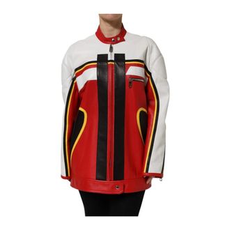 Dolce & Gabbana Multicolor Leder Biker Rei&szlig;verschluss Jacke - - Jackets - Damen - Mehrfarbig - S