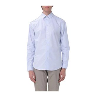 Emporio Armani Chemise Classique en Popeline de Coton - Homme - Chemises - Bleu - Taille: M