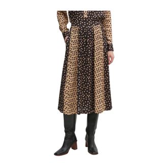 La Petite Francaise Jupe Midi &agrave; Imprim&eacute; Viscose - Femme - Jupes - Brun - Taille: 38 FR