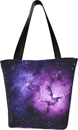 AOOEDM Galaxy Stars Purple Tote Bag Femmes Capacit&eacute; &Eacute;paule &Eacute;picerie Sacs