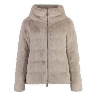 Herno Femme, Vestes, Beige, Taille: 42 FR Faux Fur Puffer Jacket