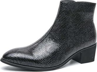 Generic Bottines en Cuir Serpent pour Femmes - Bottes De Mode À Talon Bloc À Bout Pointu, Fermeture Éclair, Style Chelsea pour Hommes, Imperméables, Adaptées,