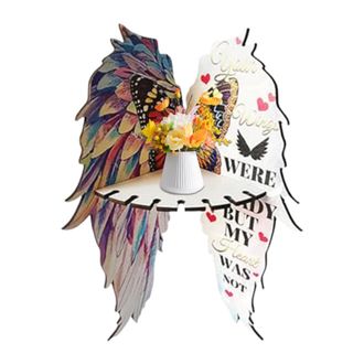 Generico Wandregal mit Engelsfl&uuml;geln, schwebendes Eckregal aus Holz, k&uuml;nstlerischer Wand-Organizer, dekorativer Aufbewahrungsst&auml;nder f&uuml;r Wohnzimmer, Schlafzimm