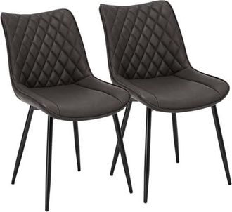 Woltu Chaise de Salle à Manger Lot de 2, Fauteuils de Salon Scandinaves, pour Salle de Séjour, Chambre à Coucher, Cuisine, en Similicuir et Métal, Bordeaux,