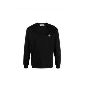Stone Island Homme, Tops, Noir, Taille: 2XL T-shirt &agrave; manches longues noir avec logo embl&eacute;matique
