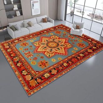 Generic Tapis de Salon 160 x 230 cm - Antid&eacute;rapant, Doux Lavable en Machine, Motif G&eacute;om&eacute;trique Classique &Eacute;toile - Tapis de Sol pour Chambre, Salle de S&eacute;jour, 