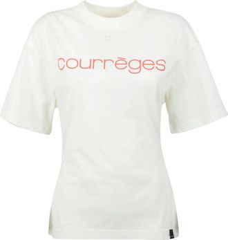 Courr&egrave;ges Femme, Tops, Blanc, Taille: 40 FR Waisted Printed T-Shirt