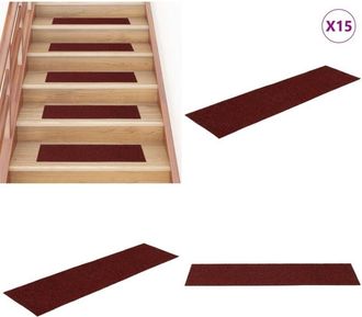 vidaXL Tapis descalier autocollants Rectangulaire 15pcs 76x20cm Rouge - Tapis Descalier - Tapis Rouge - Tapis Antid&eacute;rapant - Protection Escalier