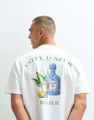 B&eacute;lier T-shirt avec imprim&eacute; tequila au dos - Blanc cass&eacute;