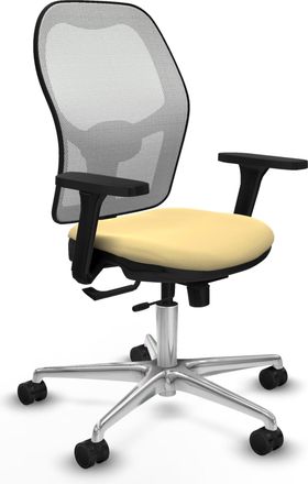 Piqueras y Crespo Arbeitsstuhl mit 3D-Armen, h&ouml;henverstellbare Lendenwirbelst&uuml;tze, ausgestattet mit Syncro/Traslack und injiziertem Schaumstoff, Wei&szlig;/Cremefarben