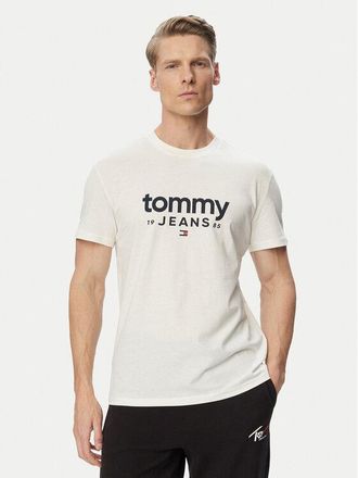 Tommy Jeans T-Shirt Graphic DM0DM23376 Wei&szlig; Slim Fit