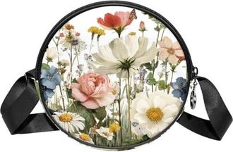 Generic Sac &agrave; bandouli&egrave;re circulaire pour femme, joli petit sac &agrave; bandouli&egrave;re avec fermeture &eacute;clair et bretelles r&eacute;glables style d&eacute;contract&eacute; pour femmes et fi