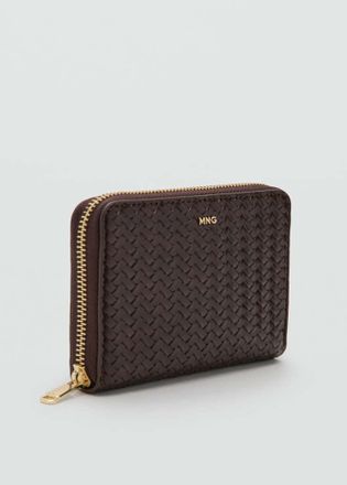 Mango Geflochtene mittelgro&szlig;e Brieftasche schokolade - Damen - Einheitsgr&ouml;&szlig;e - MANGO