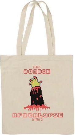 Generic Beware Zombie Apocalypse 31 octobre Sac fourre-tout en coton naturel Blanc
