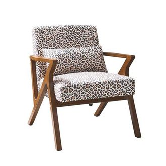 Sweeek Fauteuil scandinave Bois dhévéa et imprimé léopard