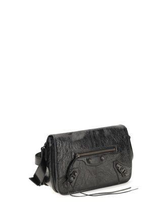 Balenciaga Mens Small Le City Shoulder Bag Black Lamb Ovis Aries