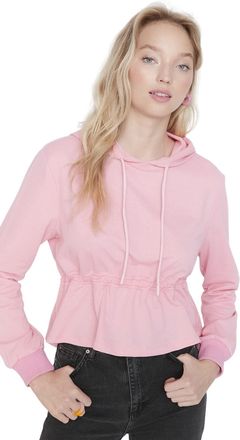 Trendyol Damen Crew Neck Plain Figure-hugging Sweatshirt, Rosa, XS EU