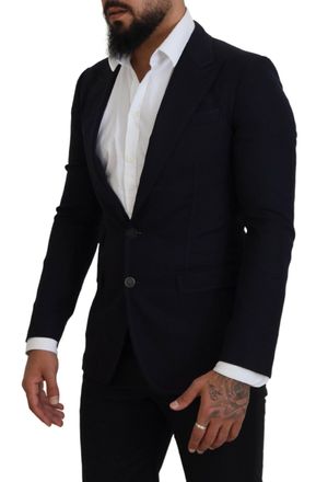Dolce & Gabbana Mens Blue Wool Formal Taormina Blazer Black Clothing