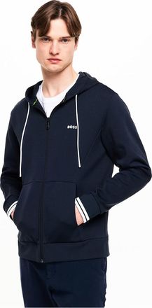 HUGO BOSS Hoodie mit durchgehendem Rei&szlig;verschluss f&uuml;r Herren, Sport, Stretch (Dunkelblau)