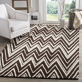 Safavieh Tapis Moderne Pour Salon, Salle à manger, Chambre à coucher - Cambridge Collection, Tapis à poil court, Marron et Ivoire, 122 X 183 cm