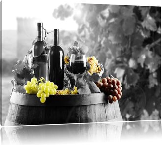 Pixxprint gemischte Auslese an Weintrauben B&W, Größe: 100x70cm, Leinwandbild, fertig gespannt, Wandbild, Dekoration, Kunstdruck, kein Poster