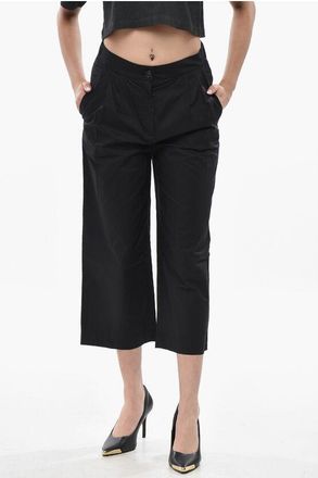Woolrich Cropped-Fit Cotton Poplin Pants With Double Pleats size Xs