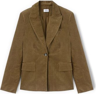 Motivi Femme, Vestes, Vert, Taille: 46 FR Blazer en velours c&ocirc;tel&eacute; de coton