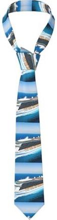 Generic Cravate pour homme avec imprim&eacute; bateau de croisi&egrave;re, &eacute;l&eacute;gante et en fibre de polyester pour le travail, les occasions sp&eacute;ciales, noir, taille unique