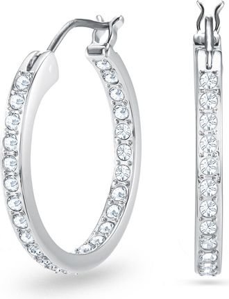 Swarovski Sommerset Kreolen, Weiß, Rhodiniert