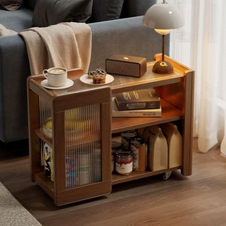 Generic Schmaler Beistelltisch, Wohnzimmer-Beistelltische Mit Verstellbaren Regalen Und Abnehmbarem Glas for Arbeitszimmer, Schlafzimmer, Esstisch