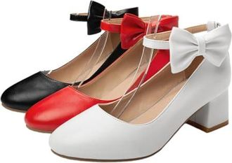 Garneck SAFIGLE Chaussures Femmes Talons Moyens &Eacute;pais &Eacute;l&eacute;gantes avec Boucle et Noeud Style Single Shoes Confortables pour Marche et Usage Quotidien Noir