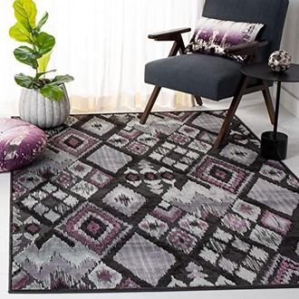Safavieh Traditionell Teppich für Wohnzimmer, Esszimmer, Schlafzimmer - Paradise Collection, Kurzer Flor, Kohle und Multi, 160 X 229 cm