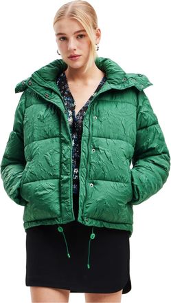 Desigual Womens Calgary Woman Woven Padded Short Overcoat, Green, XL