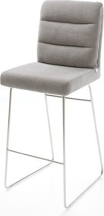 DELIFE Barstuhl Pela-Flex Strukturstoff Soft Grau Kufengestell Edelstahl Silberfarben, Barst&uuml;hle