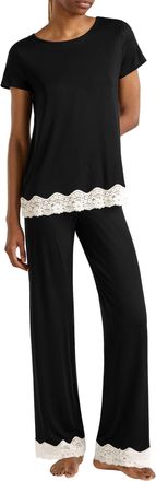 Benetton Damen T-Shirt 3z123m314 Pyjamaoberteil, Schwarz, Medium