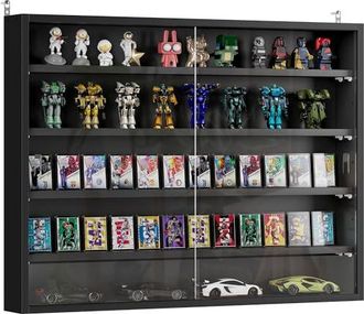 HOMCOM Vitrine pour Collection vitrine Murale 80 x 9,5 x 60 cm avec 4 étagères réglables en Hauteur et 2 Portes coulissantes en Verre, pour Collection de Fig