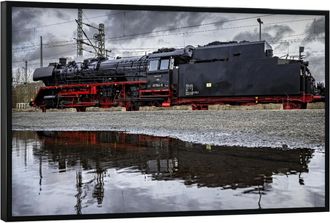 artboxONE Poster mit schwarzem Rahmen 30x20 cm Reise Historische Dampflok - Bild Zug Eisenbahn lok