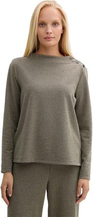 Tom Tailor Damen Sweatshirt mit Knopfleiste, 36987 - Cargo Beige Mini Pepita, M