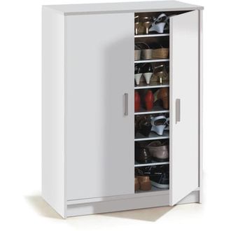 PEGANE Armoire &agrave; Chaussures avec 2 portes coloris blanc - hauteur 101 x profondeur 36 x largeur 75 cm -PEGANE