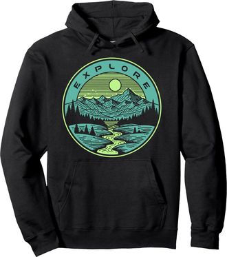 Trendy Apparel Explore Relaxing Night Sky Over Forest Lake Pullover Hoodie